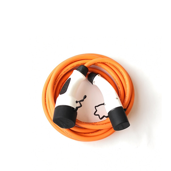 32A type 2 to type 2 EV charging cable with 5m UL black/orange cord