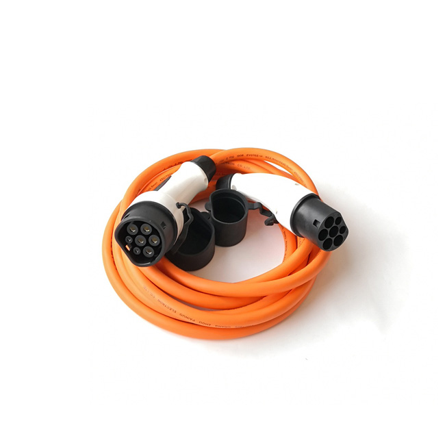 32A type 2 to type 2 EV charging cable with 5m UL black/orange cord